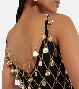Rabanne Embellished Brass Chain Midi Dress