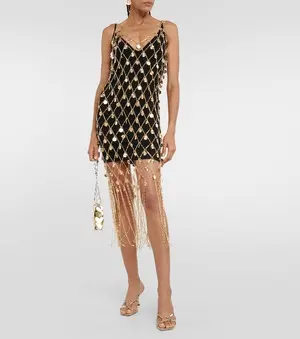 Rabanne Embellished Brass Chain Midi Dress