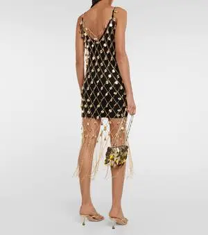 Rabanne Embellished Brass Chain Midi Dress