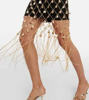 Rabanne Embellished Brass Chain Midi Dress