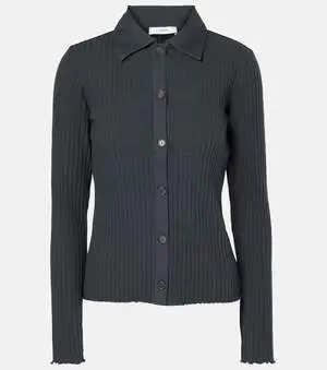 Vince Ribbed-knit Cotton-blend Polo Pullover - Grey
