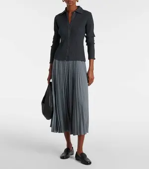 Vince Ribbed-knit Cotton-blend Polo Pullover - Grey