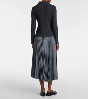 Vince Ribbed-knit Cotton-blend Polo Pullover - Grey