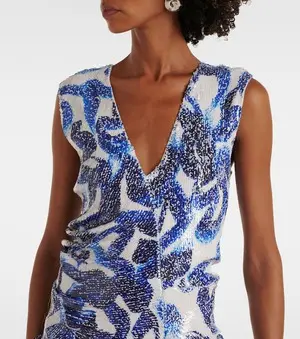 Dries Van Noten Sequined Draped Midi Dress