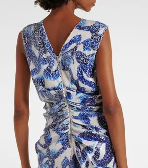 Dries Van Noten Sequined Draped Midi Dress