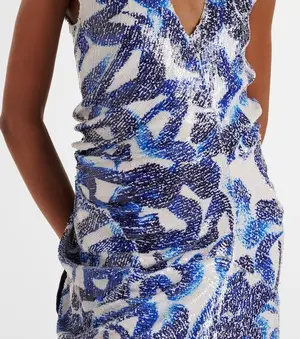 Dries Van Noten Sequined Draped Midi Dress
