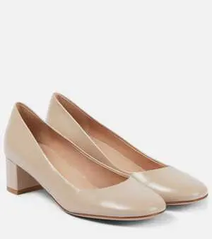 GIANVITO ROSSI Leather Block Heel Pumps
