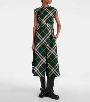 Burberry Check Wool Midi Dress