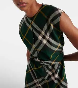 Burberry Check Wool Midi Dress
