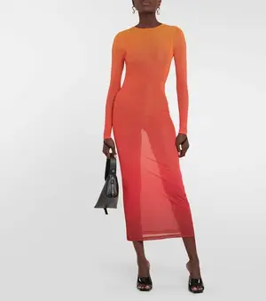COURREGES Gradient Semi-sheer Midi Dress