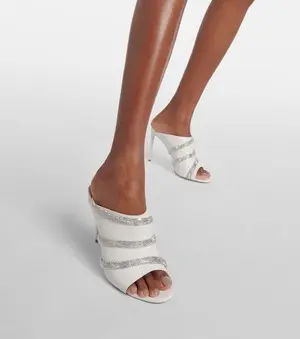 Rene Caovilla Sally Embellished Leather Mules