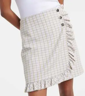 Tory Burch Ruffled Pinstripe Cotton Skort