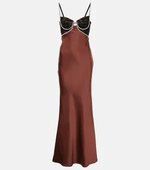 SELF-PORTRAIT Embellished Lace And Satin Gown