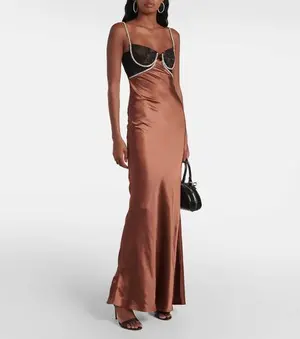 SELF-PORTRAIT Embellished Lace And Satin Gown