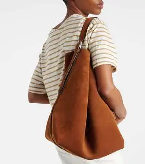 TOTEME Belted Suede Tote Bag - Brown
