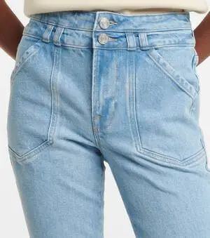 FRAME Double Button Flare High-rise Jeans