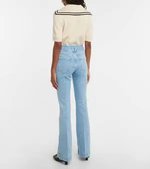 FRAME Double Button Flare High-rise Jeans