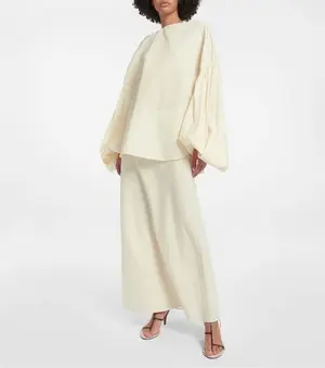 Khaite Mauva Silk And Cotton Organza Maxi Skirt
