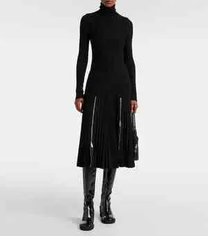 Burberry Pleated Jersey Midi Dress