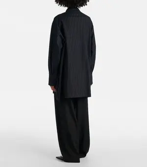 Plan C Pinstripe Wool-blend Shirt