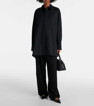 Plan C Pinstripe Wool-blend Shirt