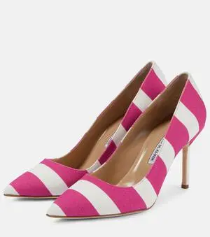 Manolo Blahnik Bb 90 Striped Canvas Pumps - Pink