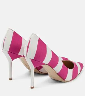 Manolo Blahnik Bb 90 Striped Canvas Pumps - Pink
