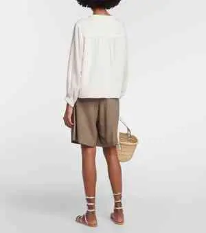 Velvet By Graham & Spencer Tie-neck Cotton Blouse - White
