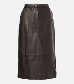 YVES SALOMON Leather Midi Skirt