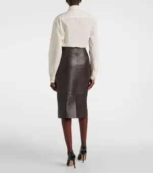 YVES SALOMON Leather Midi Skirt