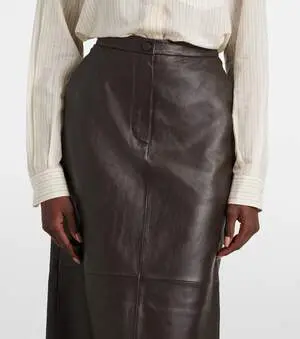 YVES SALOMON Leather Midi Skirt