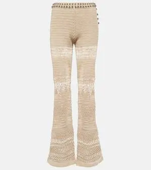 Rabanne Embellished Crochet Cotton Flared Pants