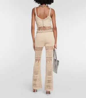 Rabanne Embellished Crochet Cotton Flared Pants