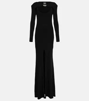 David Koma Embellished Ribbed-knit Gown