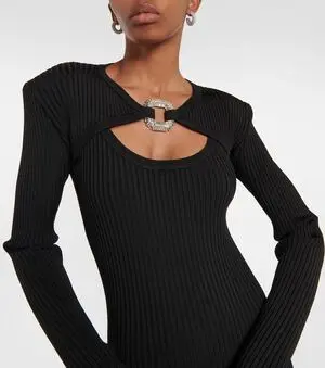 David Koma Embellished Ribbed-knit Gown