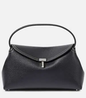 TOTEME T-lock Small Leather Clutch - Black