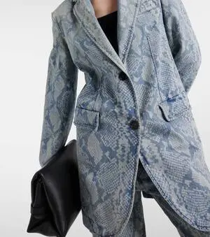 Sportmax Snake-effect Denim Blazer