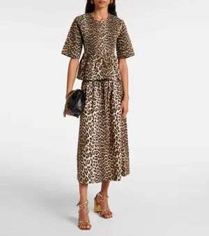 GANNI Leopard-print Cotton Top