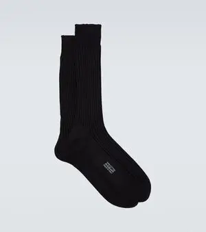 TOM FORD Ribbed Cotton Crew Socks - Black