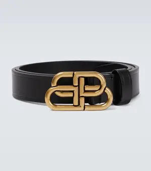 Balenciaga Bb Leather Belt - Black