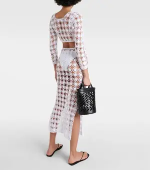 Anna Kosturova Rosette Crochet Cotton Midi Skirt