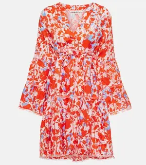 Heidi Klein Deia Floral Linen Kaftan - Red