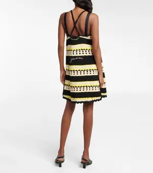 GANNI Logo Striped Crochet Minidress