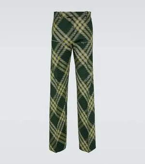 Burberry Checked Wool Twill Straight Pants