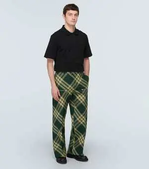Burberry Checked Wool Twill Straight Pants