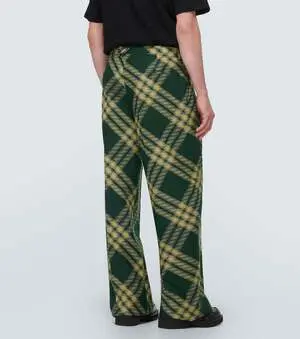 Burberry Checked Wool Twill Straight Pants