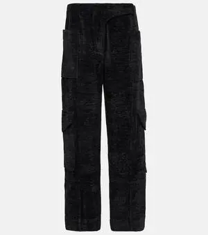 GANNI High-rise Wide-leg Chenille Pants
