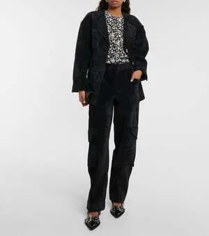GANNI High-rise Wide-leg Chenille Pants