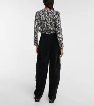 GANNI High-rise Wide-leg Chenille Pants