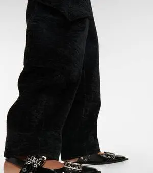 GANNI High-rise Wide-leg Chenille Pants